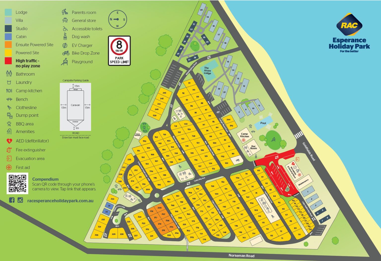 Park Map | RAC Esperance Holiday Park